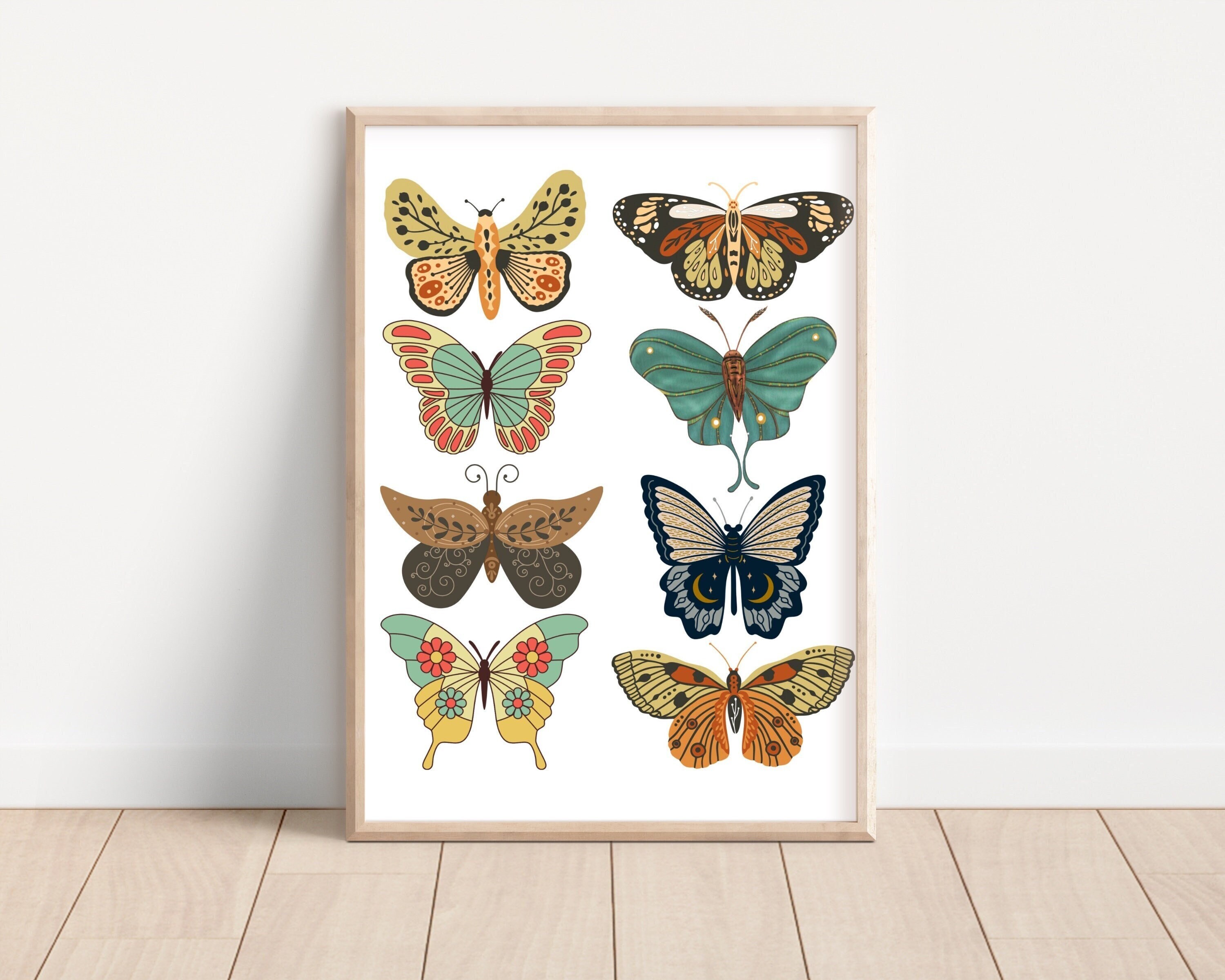 Butterflies Wall Art, Printable Art, Digital Print, Girl's Room Decor ...