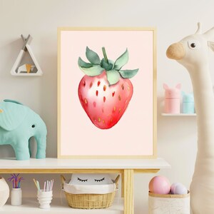 Strawberry Wall Art, Fruit and Botanical Watercolor Painting ...