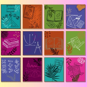 Math Class Gallery Wall Set of 12 High School Middle School Math Art ...