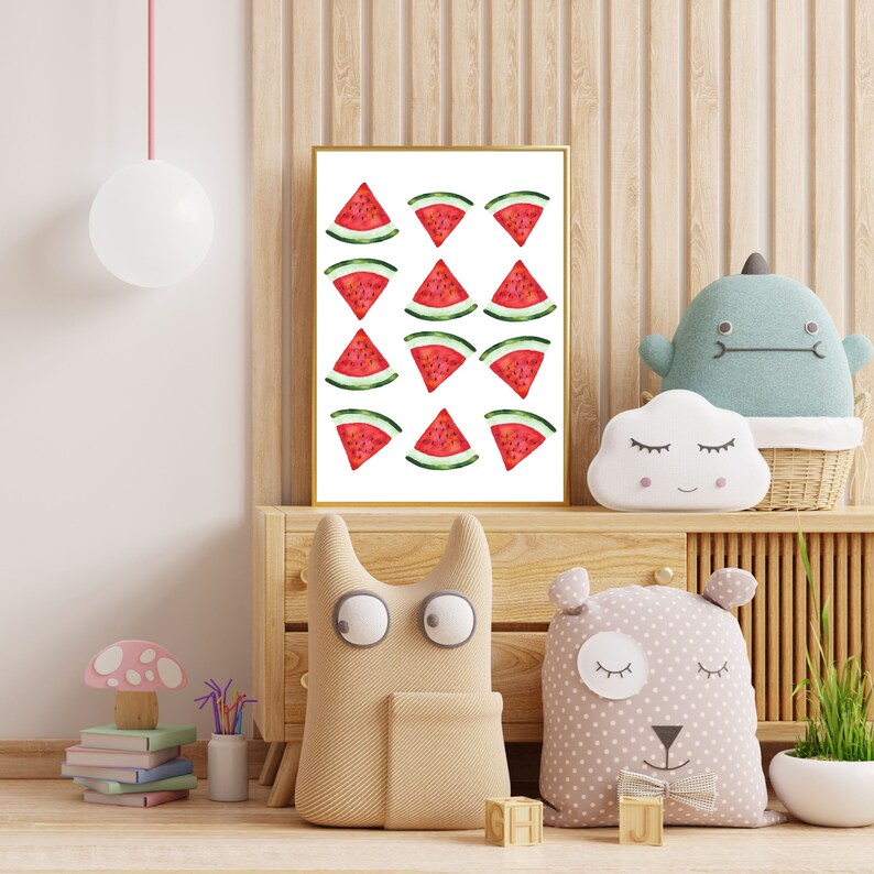 Watermelon Wall Print, Summer Printable, Watermelon Wall Decor, Fruit Art Print, Kitchen Wall ...