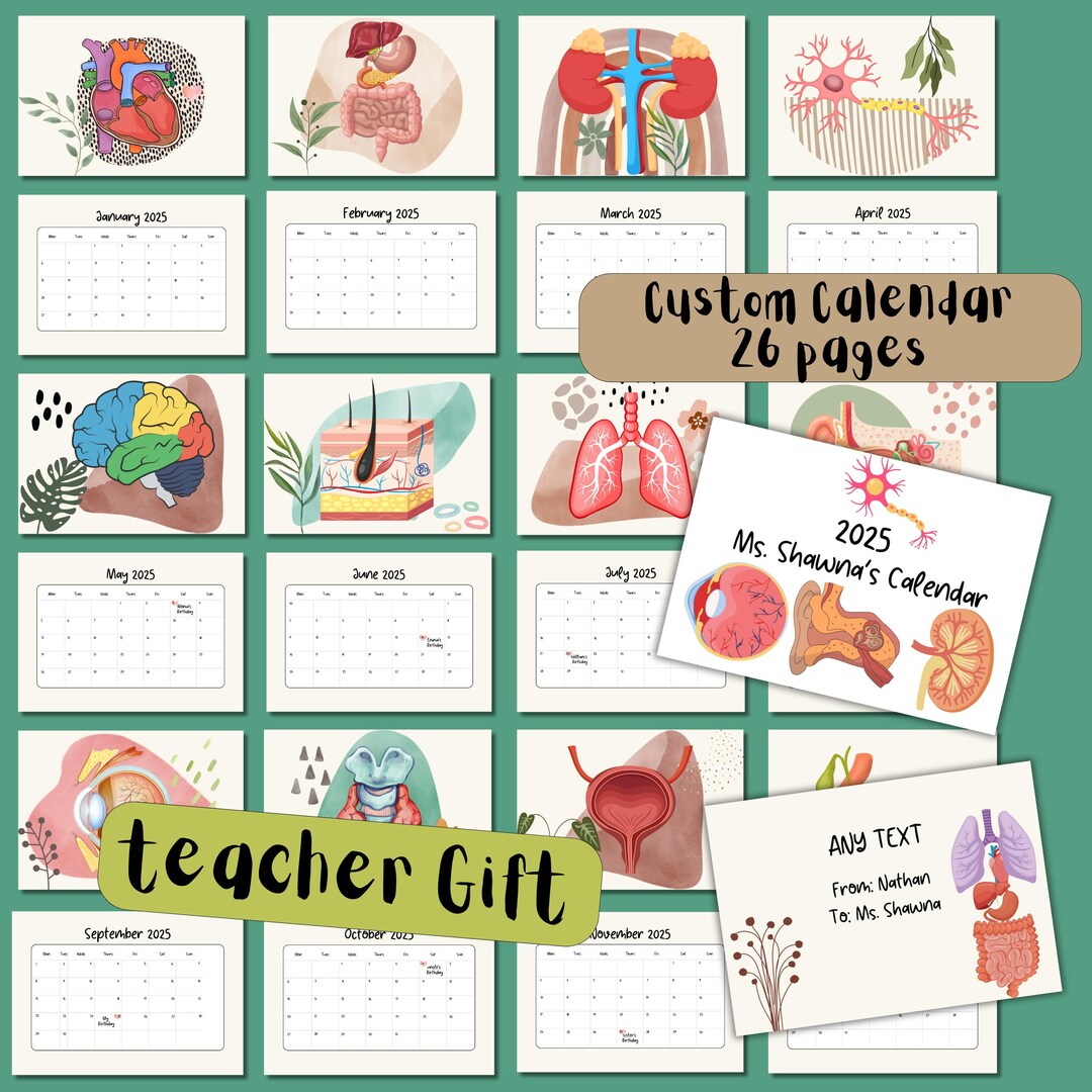 2025 Personalized Calendar Science Calendar Human Anatomy Calendar ...
