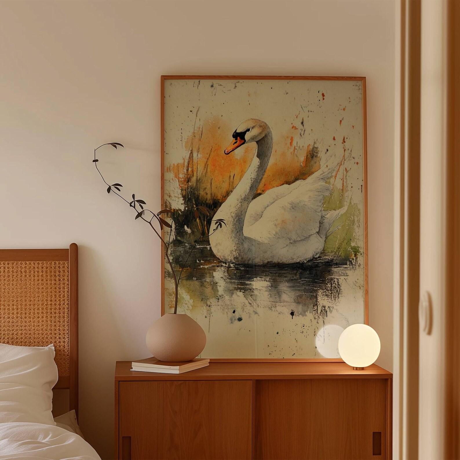 Swan Painting Neutral Wall Art Cottagecore Decor Nursery Wall Art Kid ...