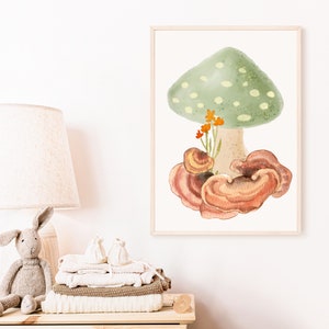 Mushroom Print, Nursery Art, Woodland, Boho Nursery Prints, Earth ...