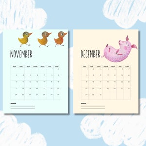 2024 Printable Calendar Preschool Calendar Children's - Etsy