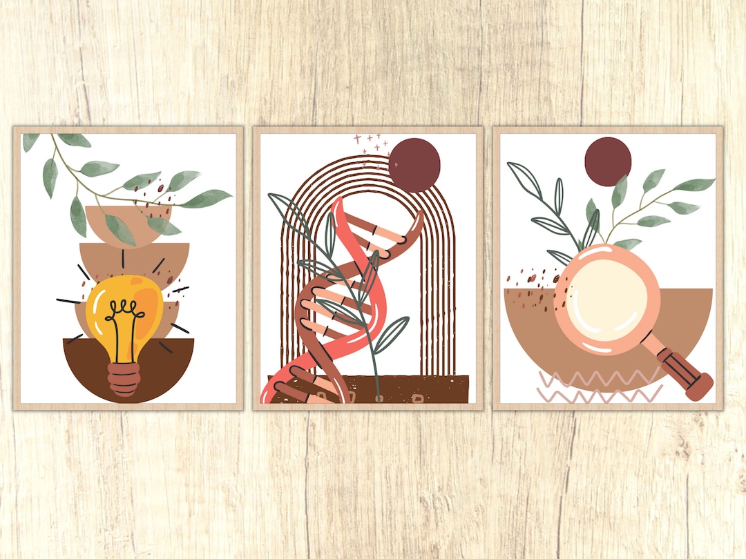 Science Wall Prints, Boho Watercolor Prints, Green Prints, Boho ...