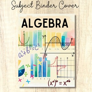 Algebra Subject Binder Cover Printable Back to School Teacher Binder ...