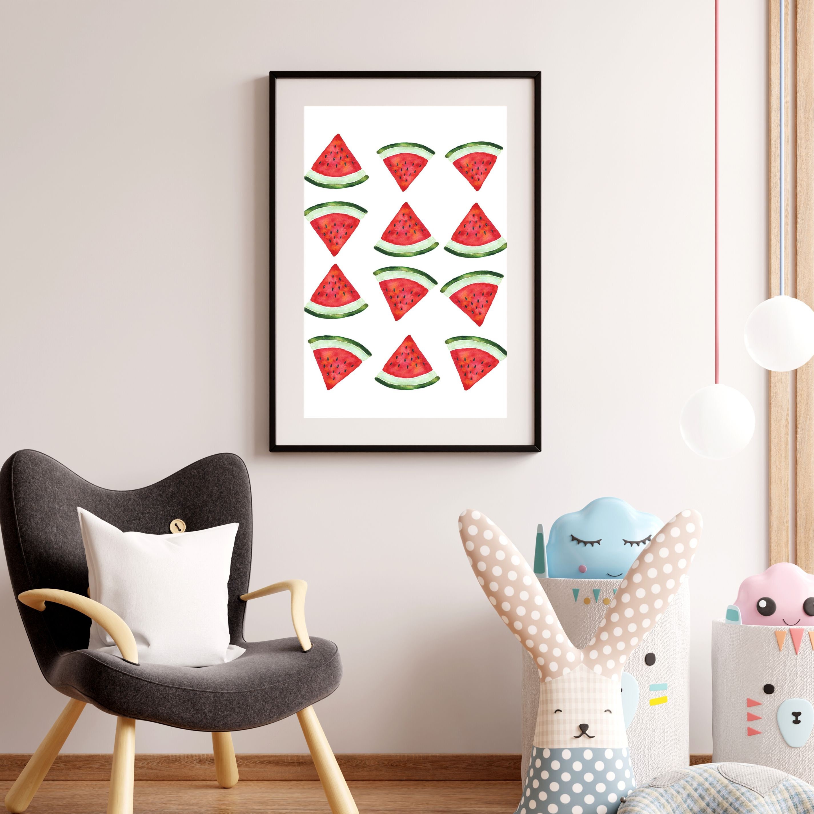 Watermelon Wall Print, Summer Printable, Watermelon Wall Decor, Fruit ...