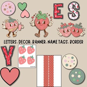 Strawberry Bulletin Board Kit Fruit Bulletin Board Modern Classroom ...