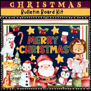 Merry Christmas Bulletin Board Kit Classroom Decor Winter Bulletin ...