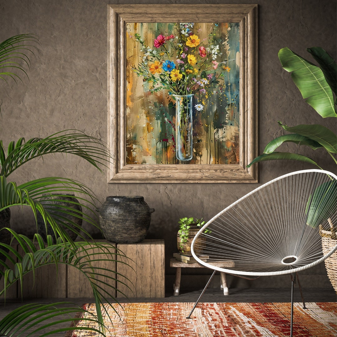 Test Tube Poster Science Wall Art Flower Painting Women in Science ...