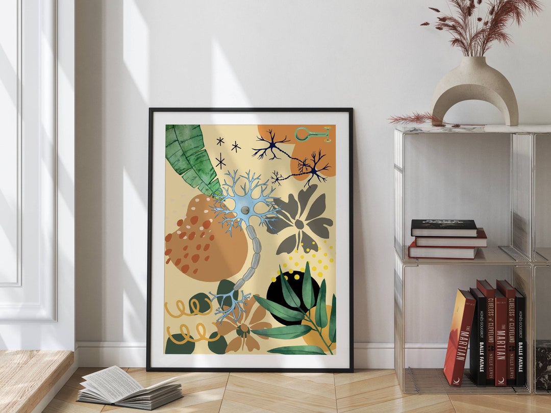 Neuron Print Science Poster Biology Classroom Art Neurology Doctor Gift ...