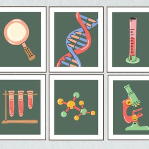 Science Classroom Poster Set, Biology Chemistry Art (digital Download ...