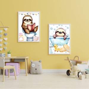 Set of 12 Sloth Printable Wall Art, Sloth Prints, Sloth Wall Art, Funny ...