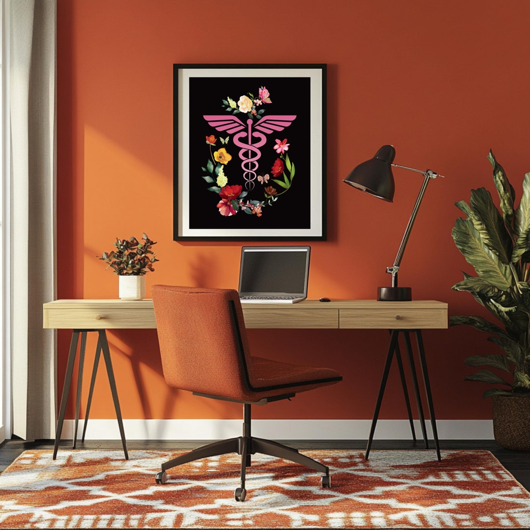 Caduceus Art Print Office Decor Caduceus Art Medical Poster Nurse ...
