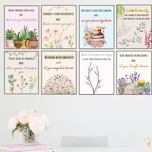 8 Plant Boho Neutral Bulletin Board Decor Modern Greenery Classroom ...