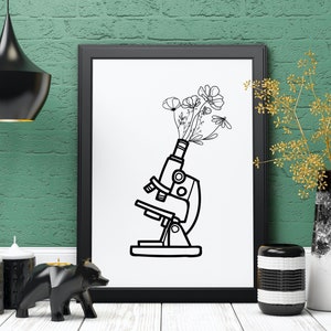 Microscope Art Print, Instant Download, Science Poster, Classroom Decor, Women in Science ...