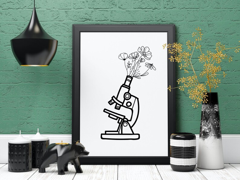 Microscope Art Print Instant Download Science Poster - Etsy