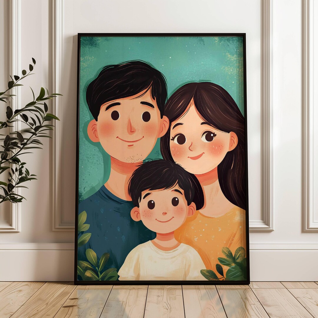 Emerald Green Abstract Family Large Wall Art Minimalist Print Bedroom ...