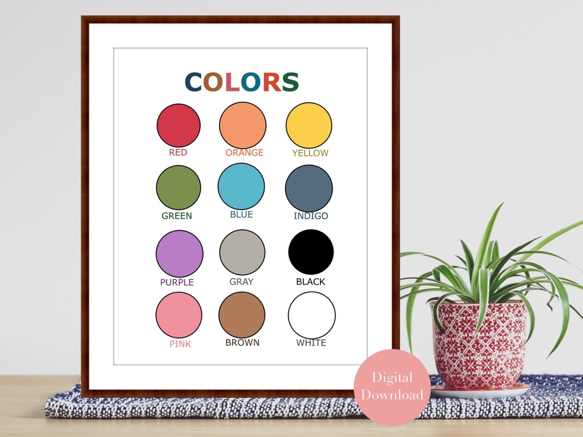 Colors Poster Colors Print Printable Educational Poster - Etsy