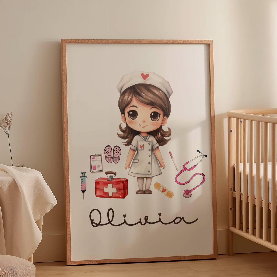 Personalized Nurse Wall Art Girl Bedroom Decor Girl Playroom Decor ...