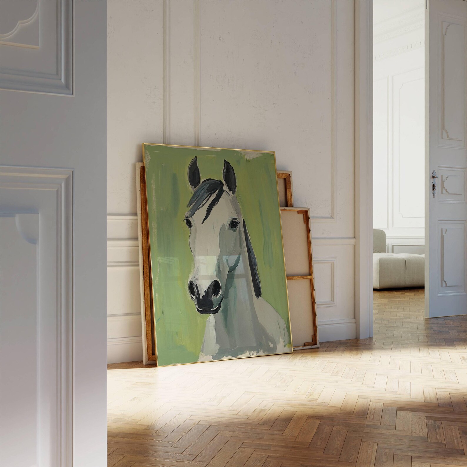 Horse Wall Art Horse Person Gift Green Wall Art Sage Green Home Decor ...
