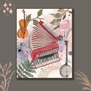 12 Music Wall Art Set, Abstract Musical Instruments Music Room Decor ...