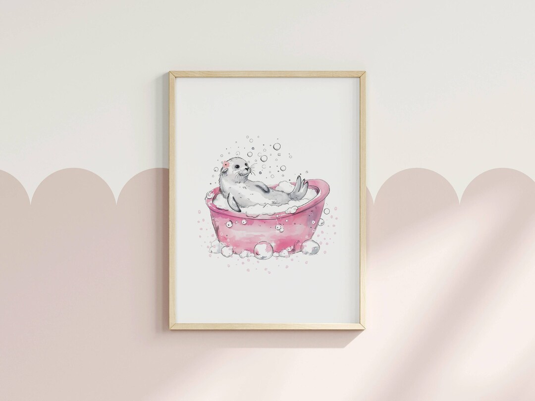 Girls Bathroom Decor Kids Bathroom Wall Art Pink Nursery Decor ...