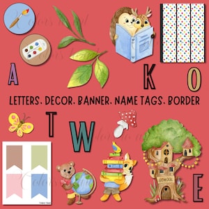 Back to School Bulletin Board Kit School Themed Trendy Classroom Decor ...