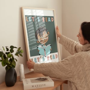 Let's Read Poster Reading Decor Reading Art Print Classroom Decor ...