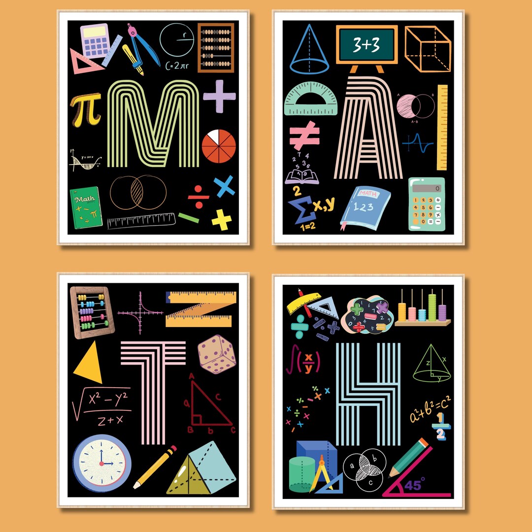 Math Classroom Poster Set Math Teacher Gift Teacher Poster Printable ...