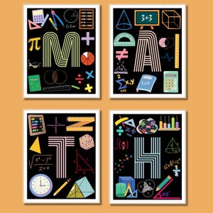 Math Classroom Poster Set Math Teacher Gift Teacher Poster Printable ...