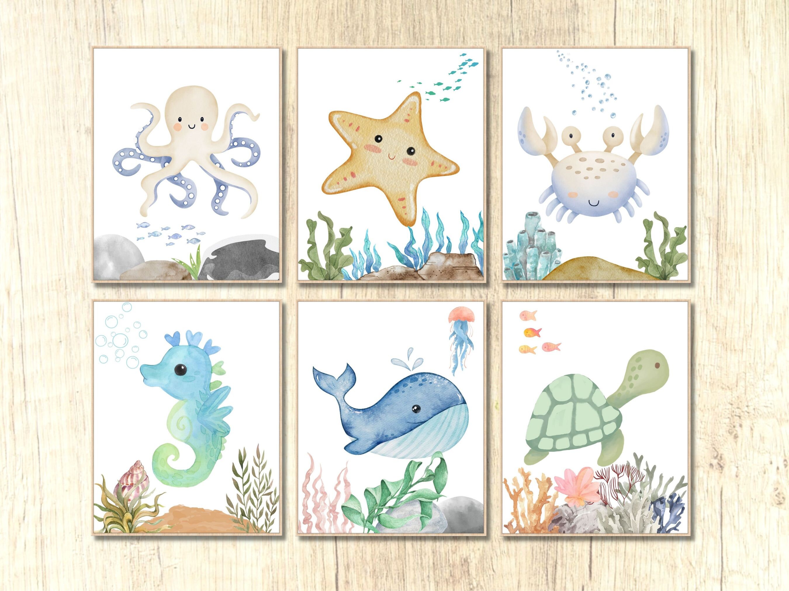 Under the Sea Nursery Prints, Nursery Ocean Prints, Nautical Ocean ...