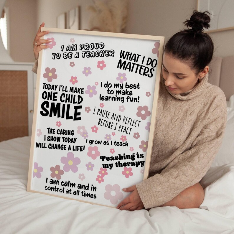 Teacher Daily Affirmations Printable Teacher Gift Office Room Decor ...
