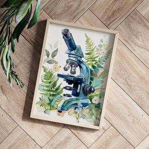 Microscope Art Science Printable Microbiology Art Gift to Coworker ...