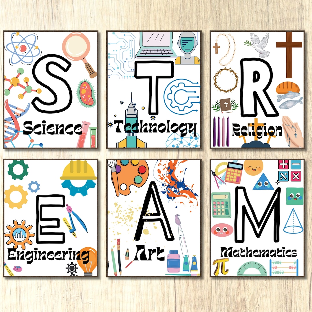 STREAM Educational Wall Decor Science Technology Religion Engineering ...