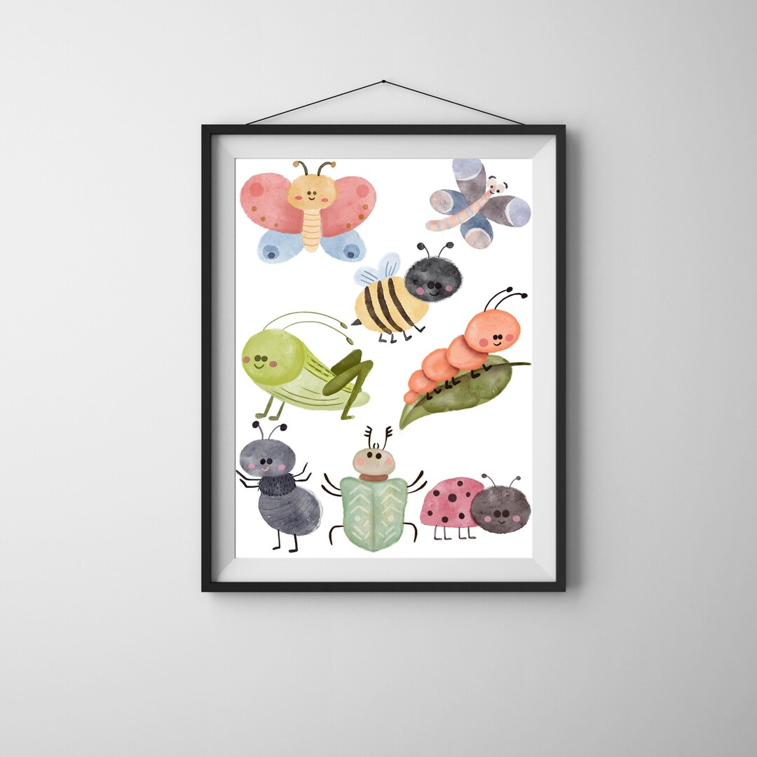 Botanical Wall Art, Wall Decor Living, Insect Illustration, Bugs Wall ...