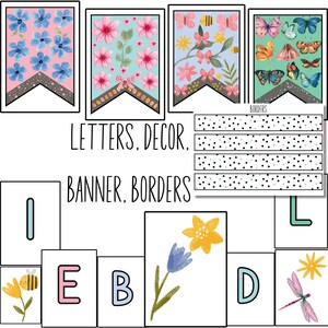 Spring Bulletin Board Kit Watercolor Spring Theme Classroom Decor Easy ...