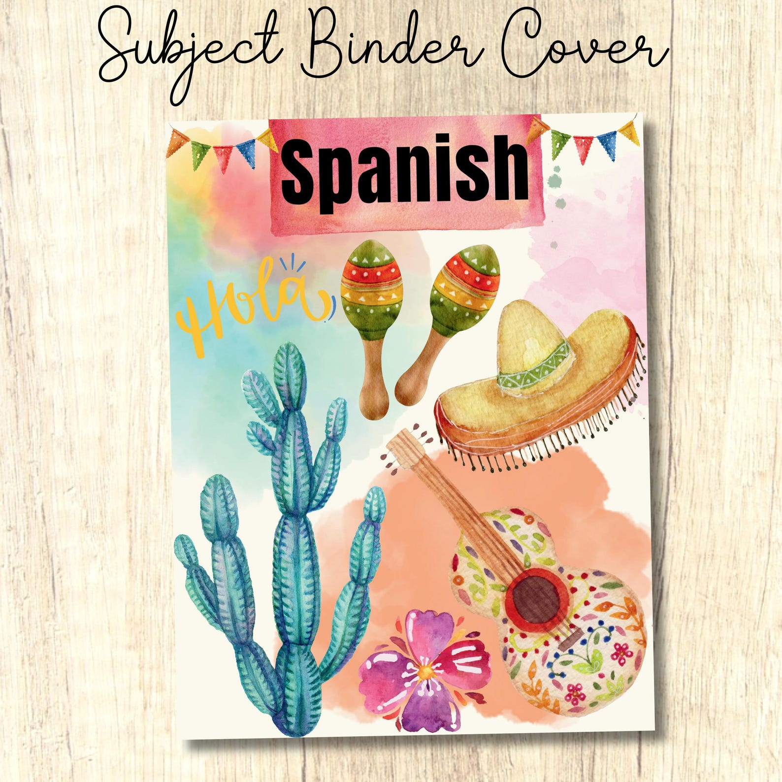 Spanish Subject Binder Cover Printable Back to School Teacher Binder ...