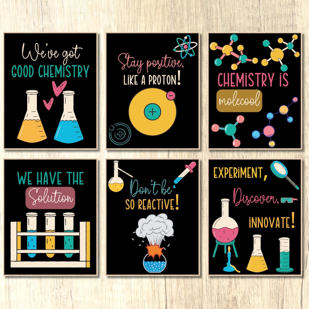 Chemistry Inspired Posters Chemistry Classroom Decor Chemistry Puns Bulletin Board Decor Science ...