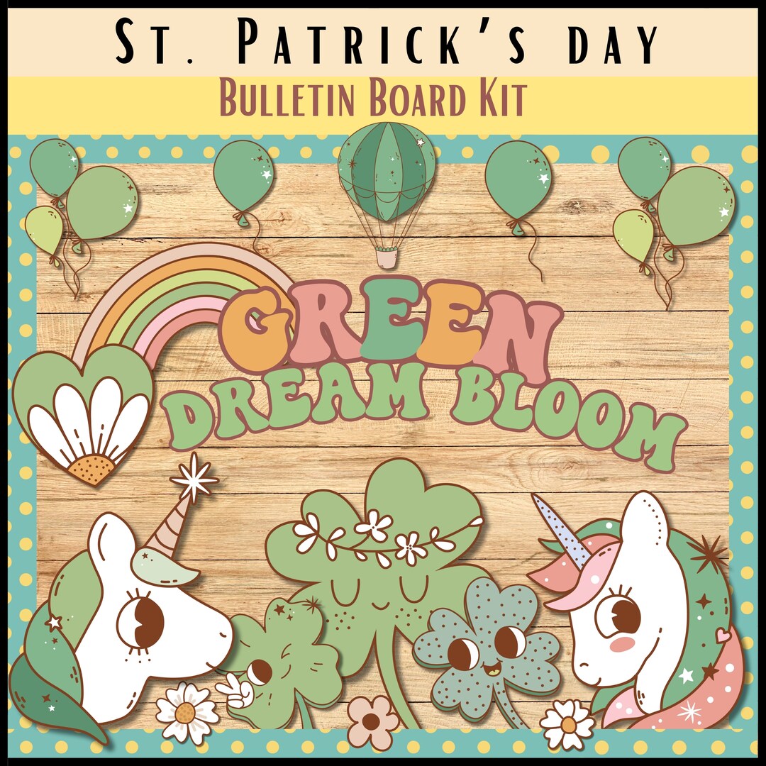 March Bulletin Board Kit St. Patrick's Day Bulletin Board Door Kit ...