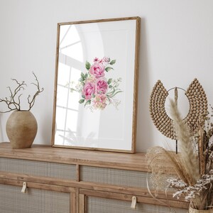 Custom Floral Initial Roses Nursery Wall Art Print Girls Room Decor ...