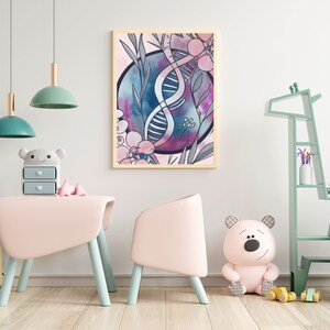 Science Print, DNA Printable, Watercolor Abstract, Science Poster ...
