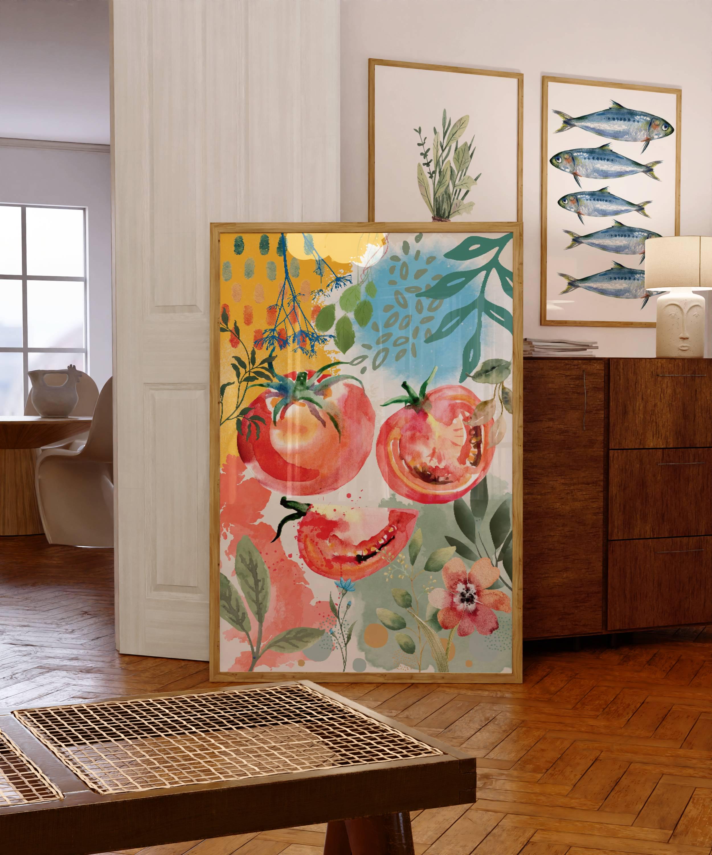 TOMATOES Wall Art Watercolor Tomatoes Wall Art for Kitchen Trendy ...