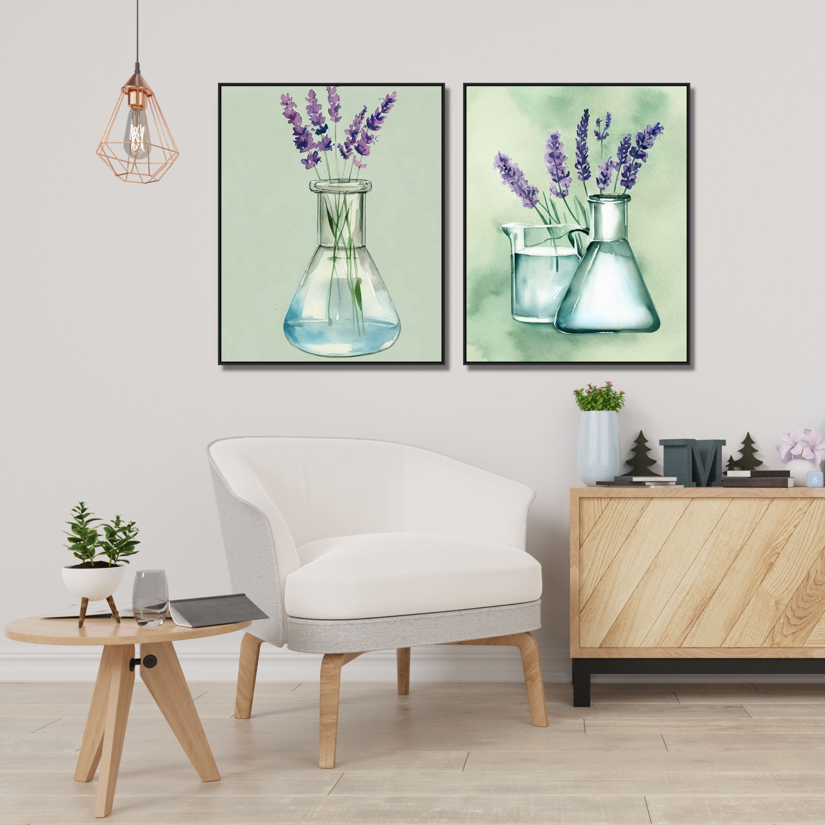 Printable Science Classroom Wall Art Set, Lavender Flower Artwork ...