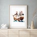 Set of 4 Digital Prints, Watercolor Pirate Animals, Pirate Nursery Art ...
