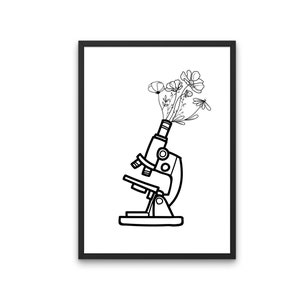 Microscope Art Print, Instant Download, Science Poster, Classroom Decor ...