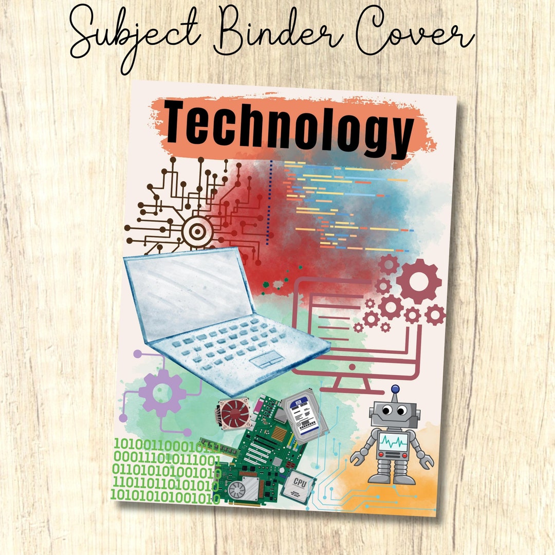 Technology Subject Binder Cover Printable Back to School Teacher Binder ...