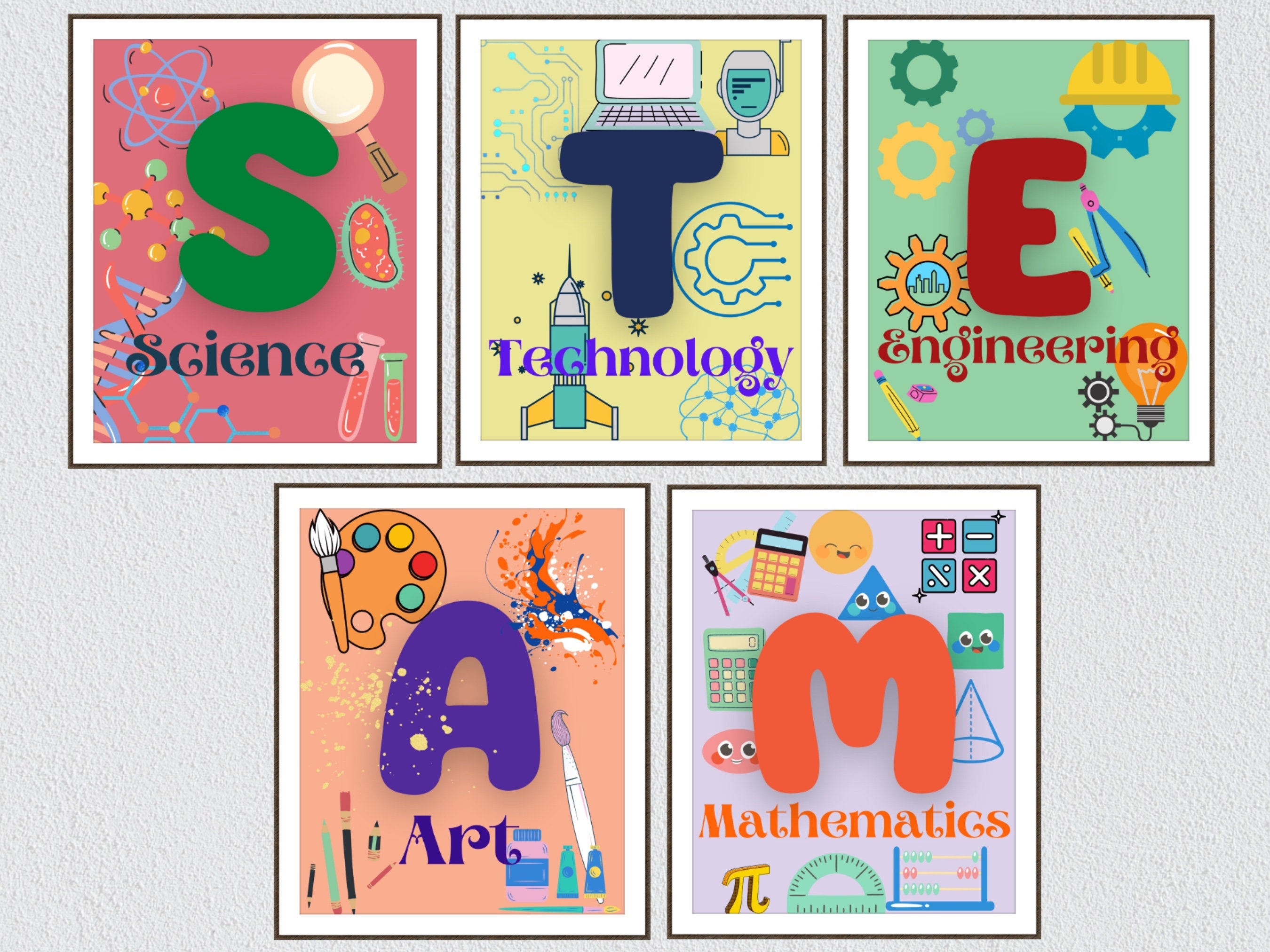 STEAM Art Set of 5 Playroom Poster Homeschool Learning - Etsy