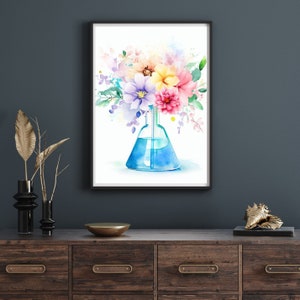 Women in Science Watercolor Art Prints, Floral Chemistry Decor (digital ...