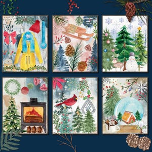 Christmas Gallery Wall Set of 6 Winter Gallery Print Christmas Prints ...